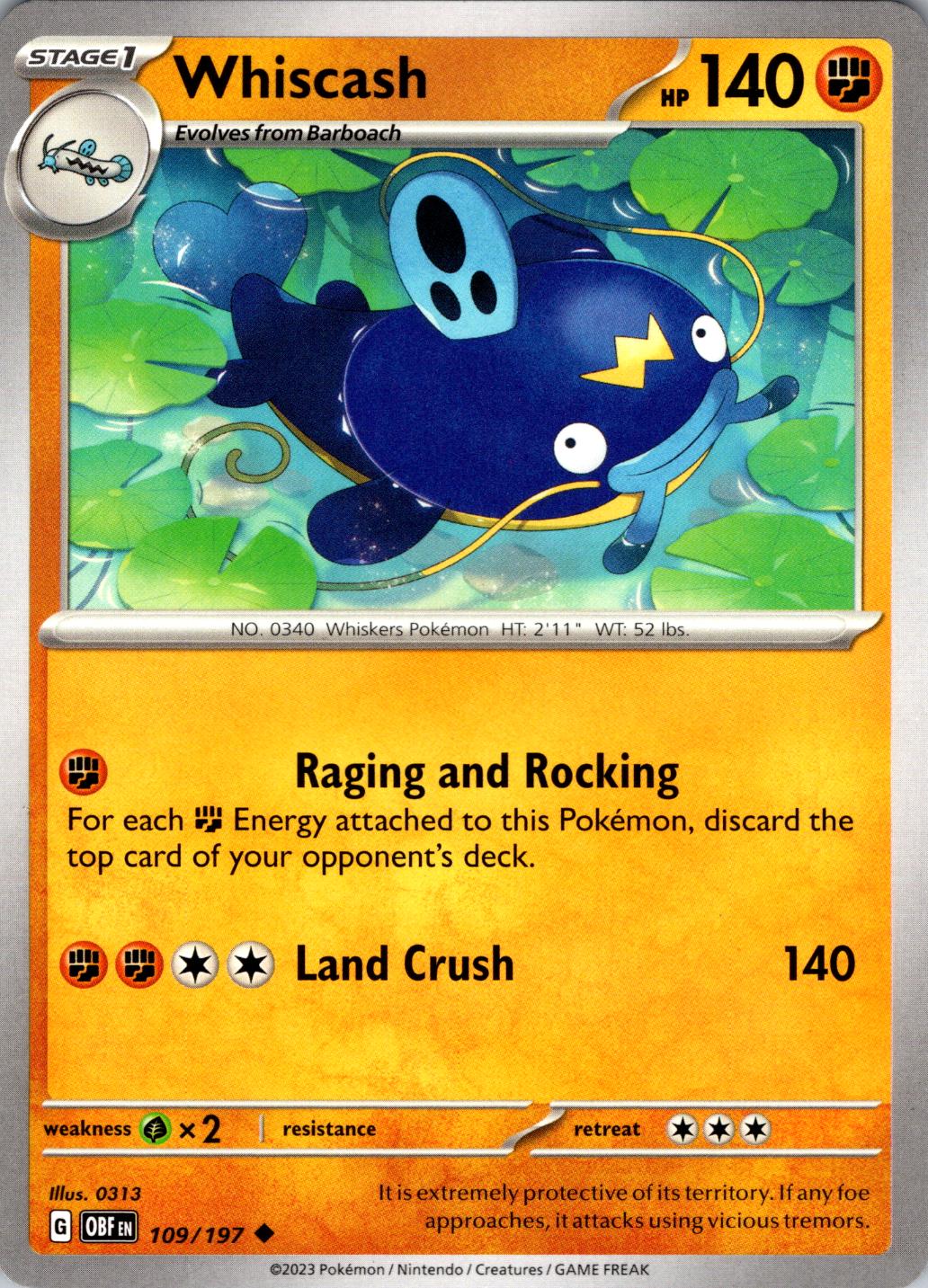 Whiscash #109 Prices | Pokemon Obsidian Flames | Pokemon Cards