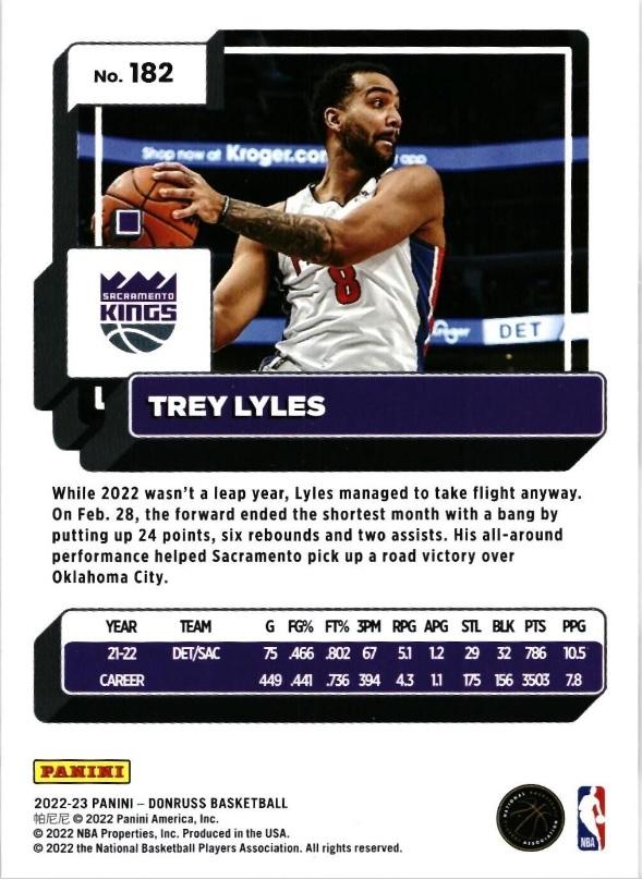 Trey Lyles #182 Prices | 2022 Panini Donruss | Basketball Cards