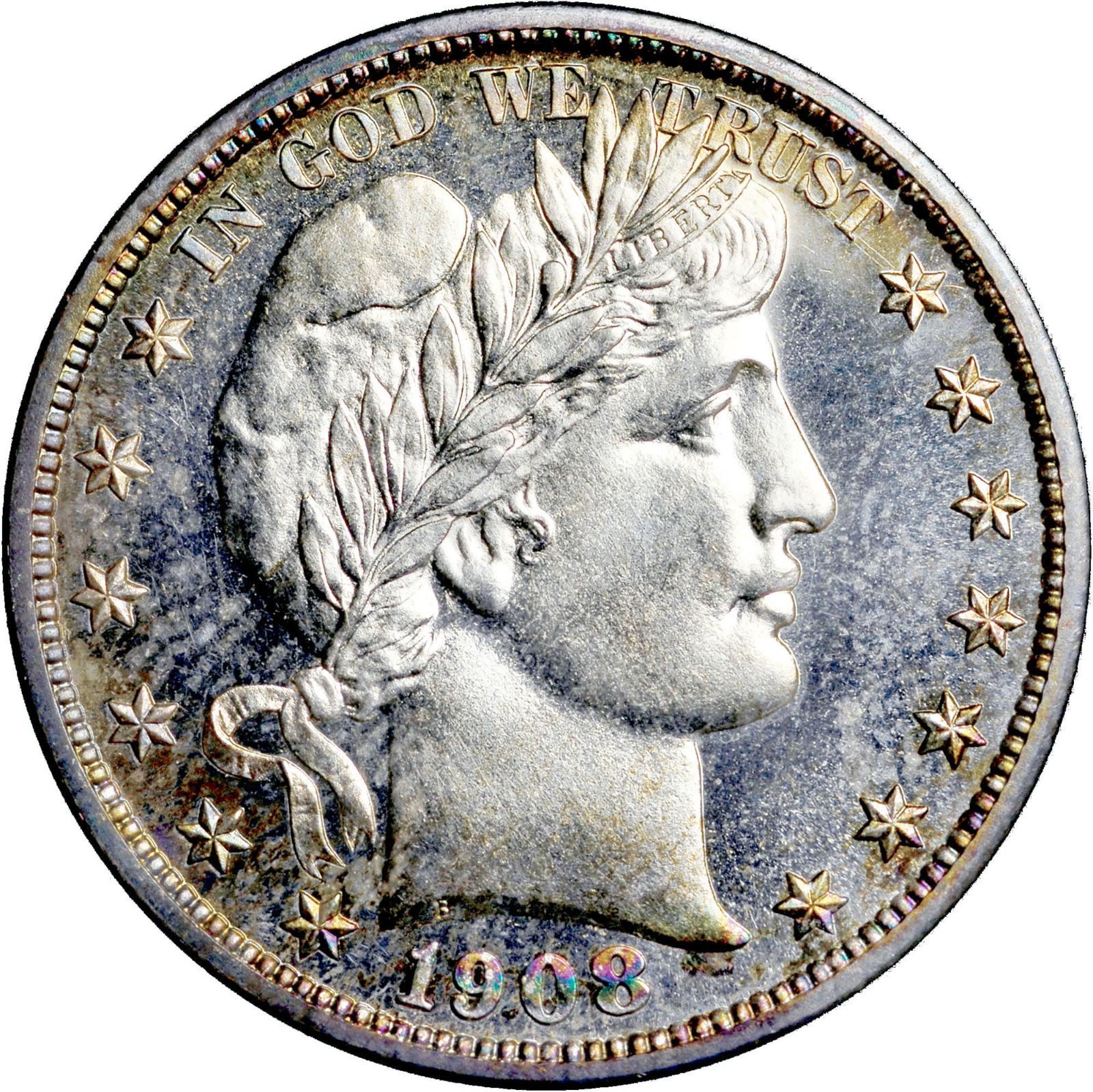 1908 [PROOF] Barber Half Dollar Prices | Ungraded, NGC, PCGS Values