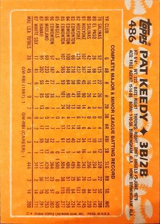 Pat Keedy #486 Prices [Rookie] | 1988 Topps | Baseball Cards