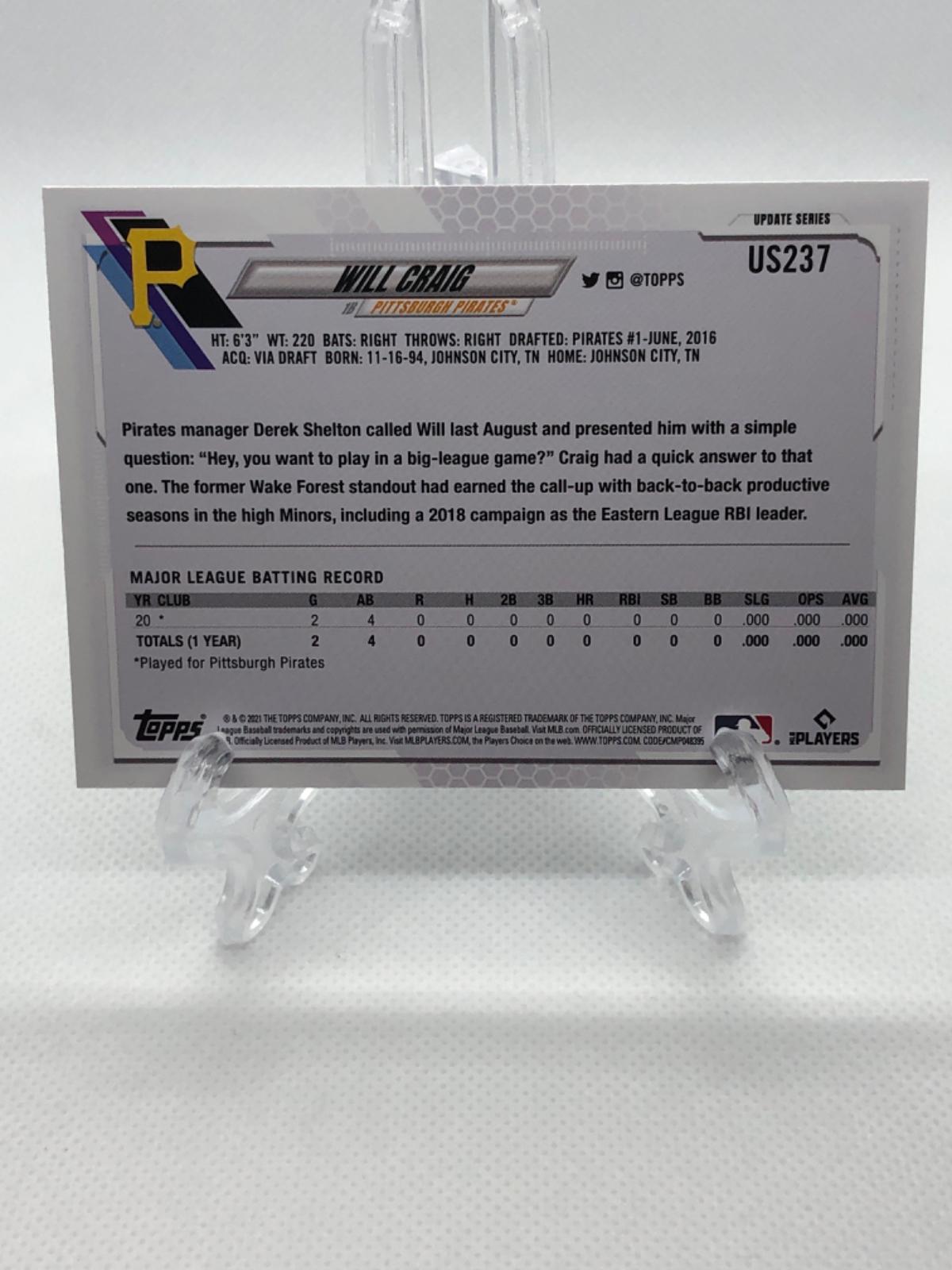 Will Craig #US237 Prices [Rookie] | 2021 Topps Update | Baseball Cards