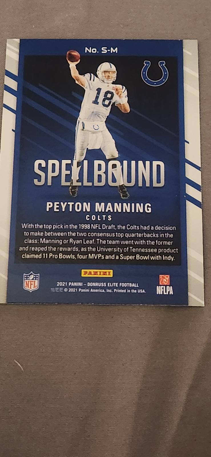 Peyton Manning #S-M Prices | 2021 Panini Donruss Elite Spellbound ...