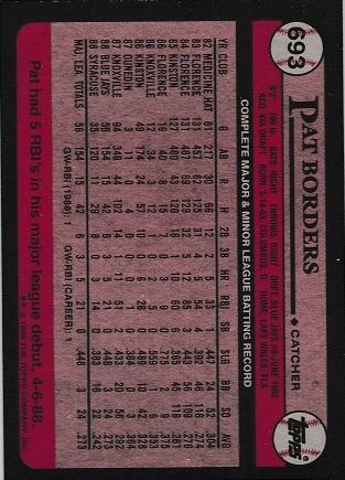Pat Borders #693 Prices [Rookie] | 1989 Topps | Baseball Cards