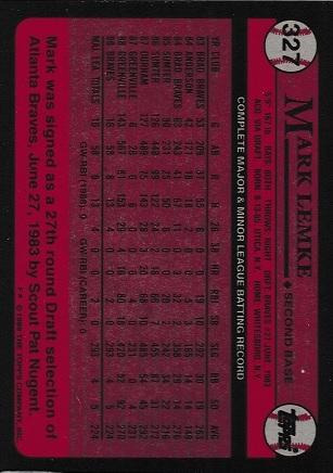 Mark Lemke #327 Prices [Rookie] | 1989 Topps | Baseball Cards