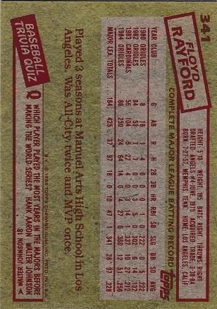 Floyd Rayford #341 Prices | 1985 Topps | Baseball Cards