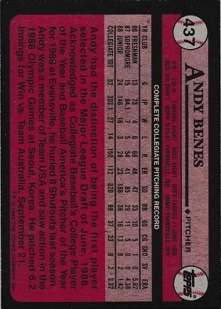 Andy Benes #437 Prices [Rookie] | 1989 Topps | Baseball Cards