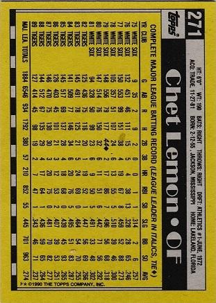 Chet Lemon #271 Prices | 1990 Topps | Baseball Cards