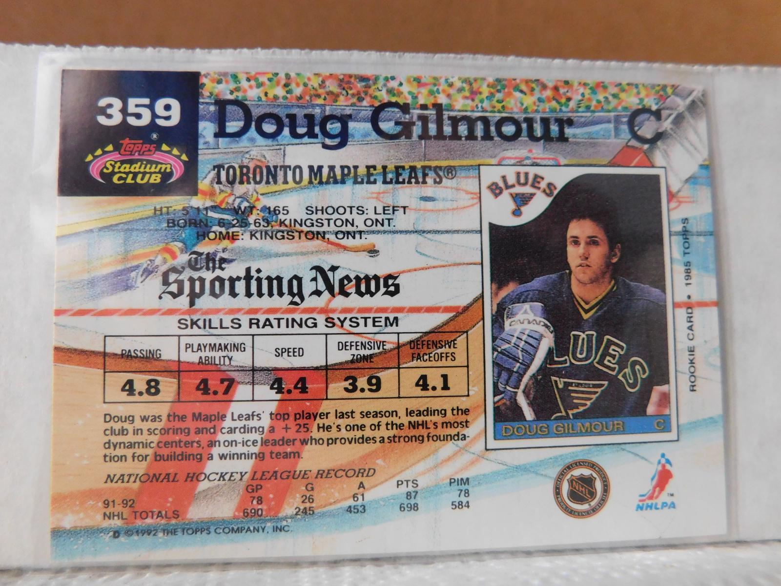 Doug Gilmour #359 Prices [Rookie] | 1992 Stadium Club | Hockey Cards