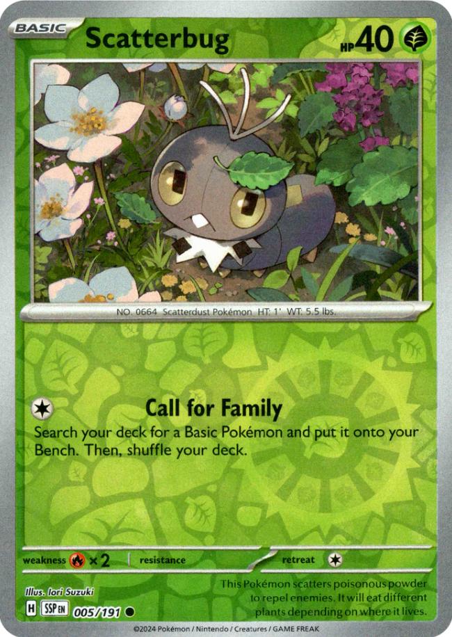 Scatterbug [Reverse Holo] #5 Precios | Pokemon Surging Sparks ...