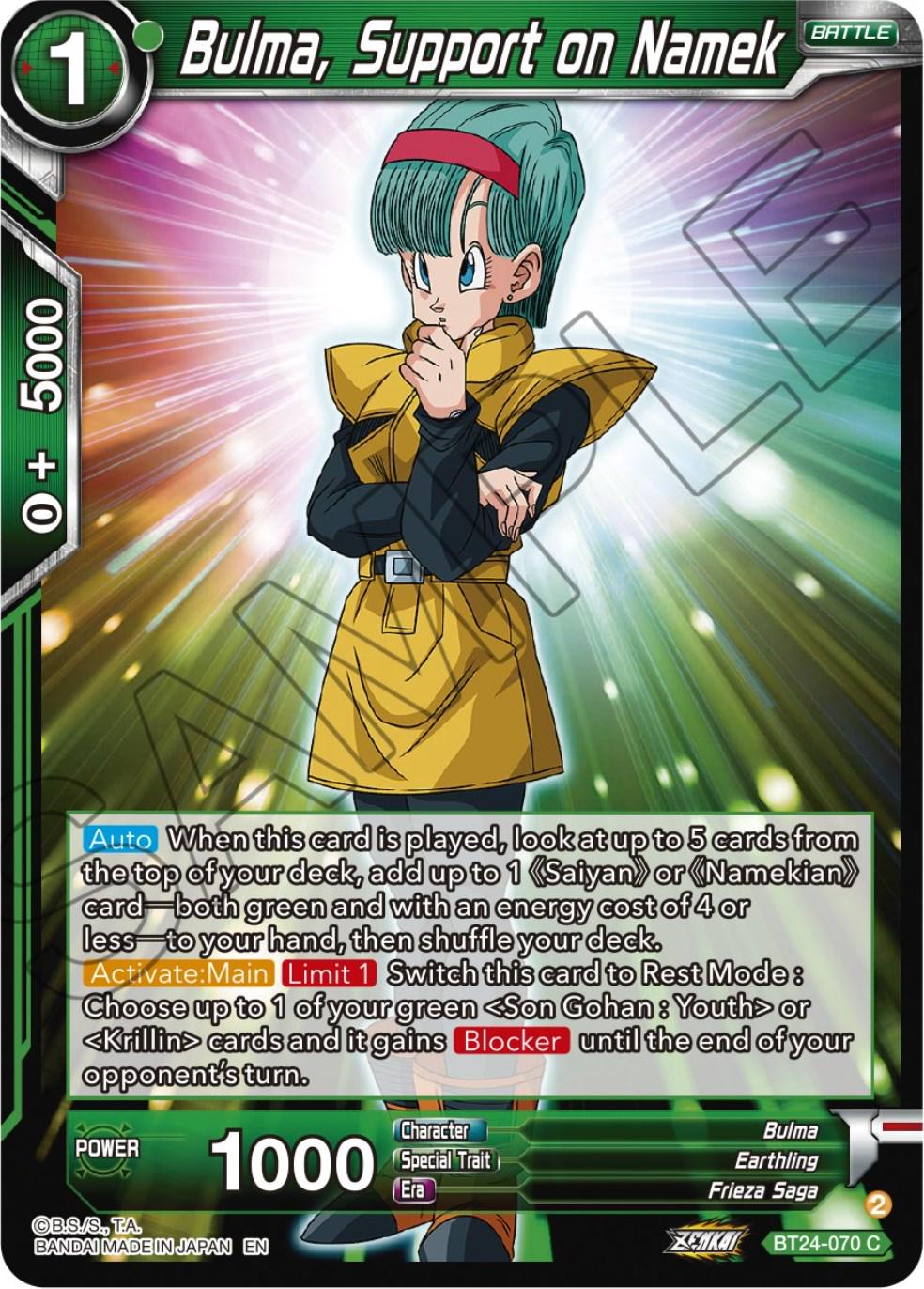 Bulma, Support on Namek [Foil] BT24-070 Prices | Dragon Ball Super ...