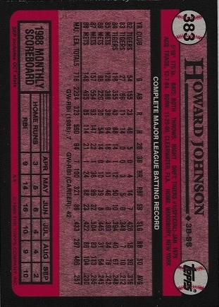 Howard Johnson #383 Prices | 1989 Topps | Baseball Cards