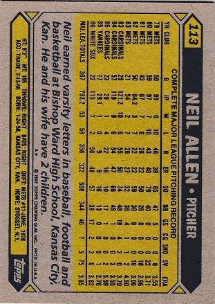 Neil Allen #113 Prices | 1987 Topps | Baseball Cards