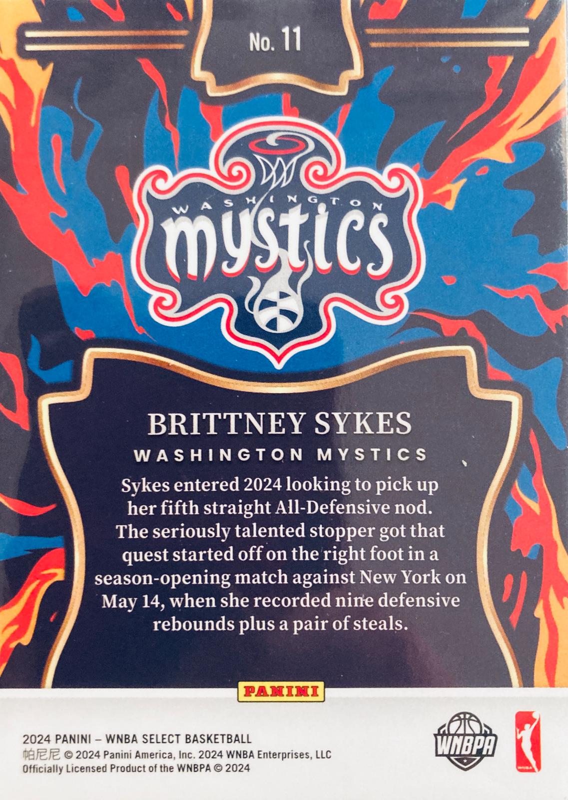 Brittney Sykes #11 Prices | 2024 Panini Select WNBA En Fuego ...