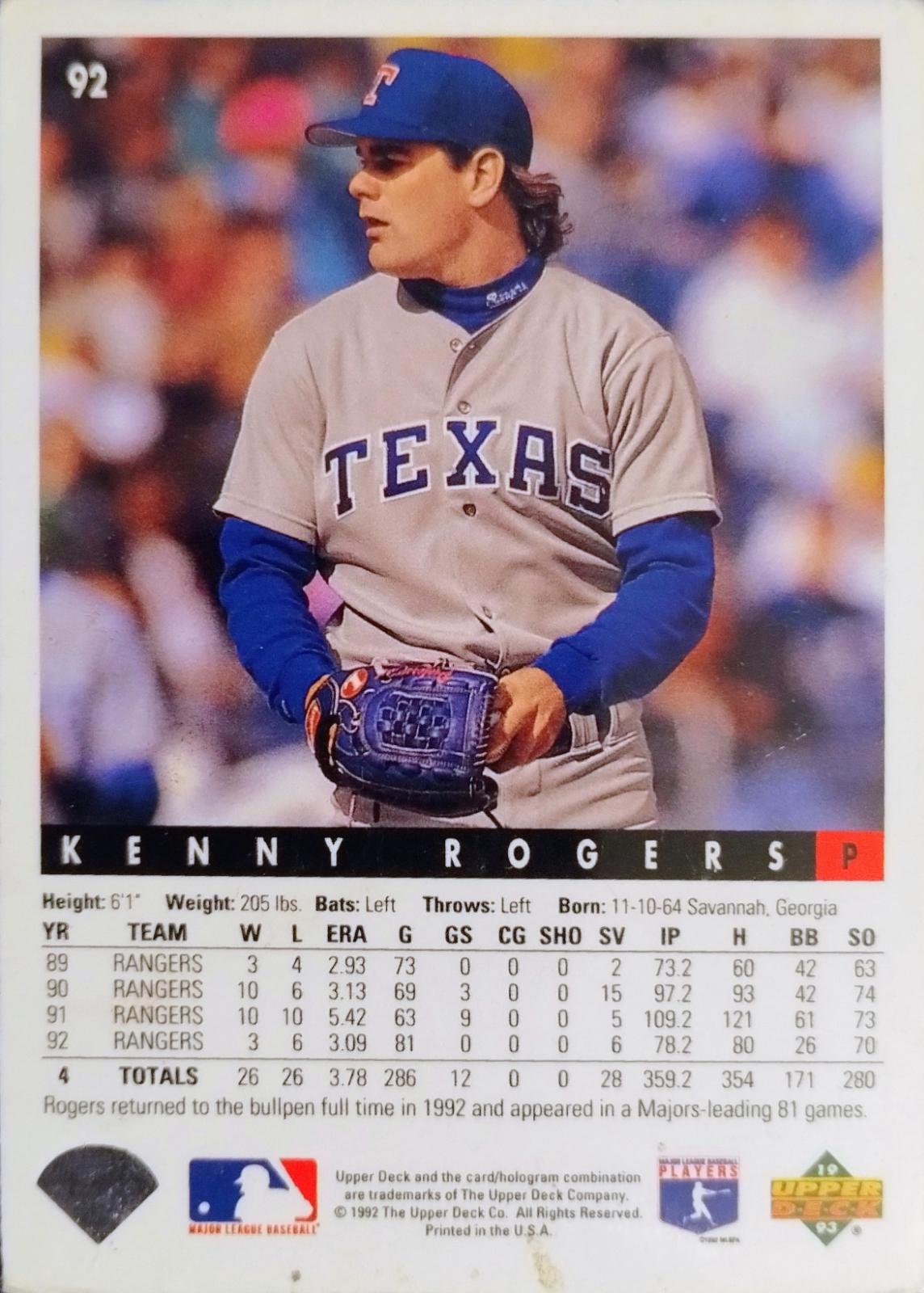 Kenny Rogers #92 Prices | 1993 Upper Deck | Baseball Cards