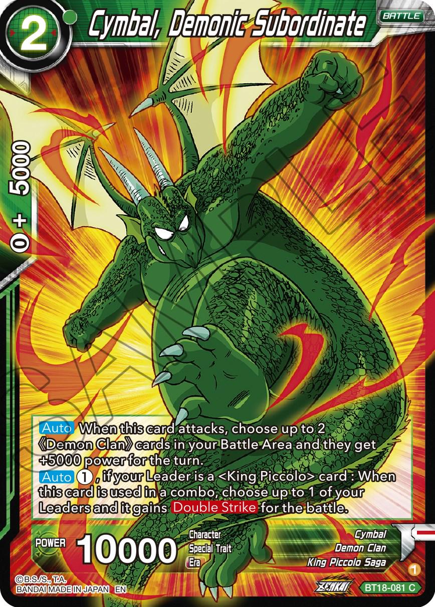 Cymbal, Demonic Subordinate BT18-081 Prices | Dragon Ball Super Dawn of the Z-Legends | Dragon ...