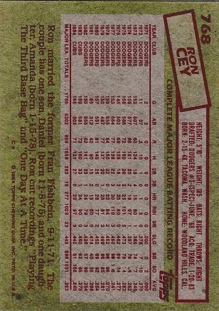 Ron Cey #768 Prices | 1985 Topps | Baseball Cards