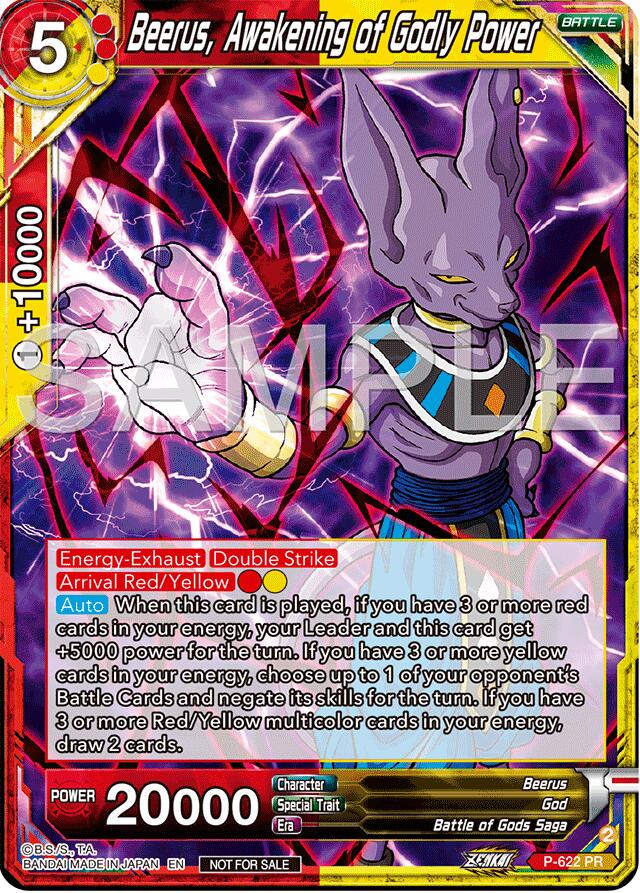 Beerus, Awakening of Godly Power P-622 Prices | Dragon Ball Fusion ...