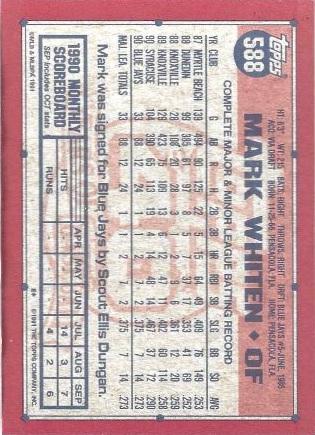 Mark Whiten #588 Prices | 1991 Topps | Baseball Cards