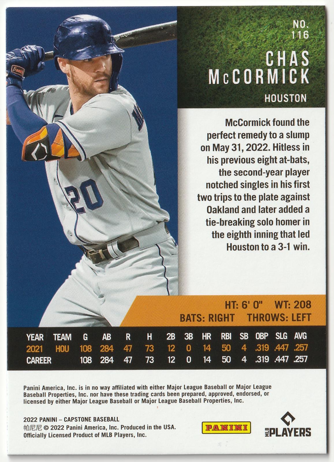 Chas McCormick #116 Prices | 2022 Panini Capstone | Baseball Cards