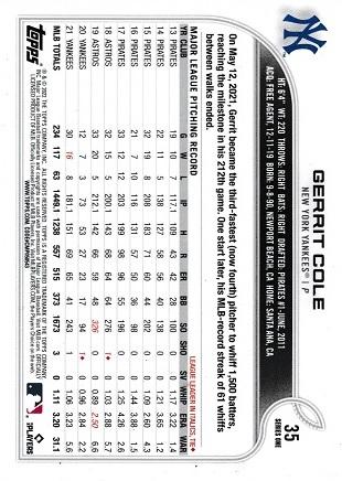 Gerrit Cole #35 Prices | 2022 Topps | Baseball Cards