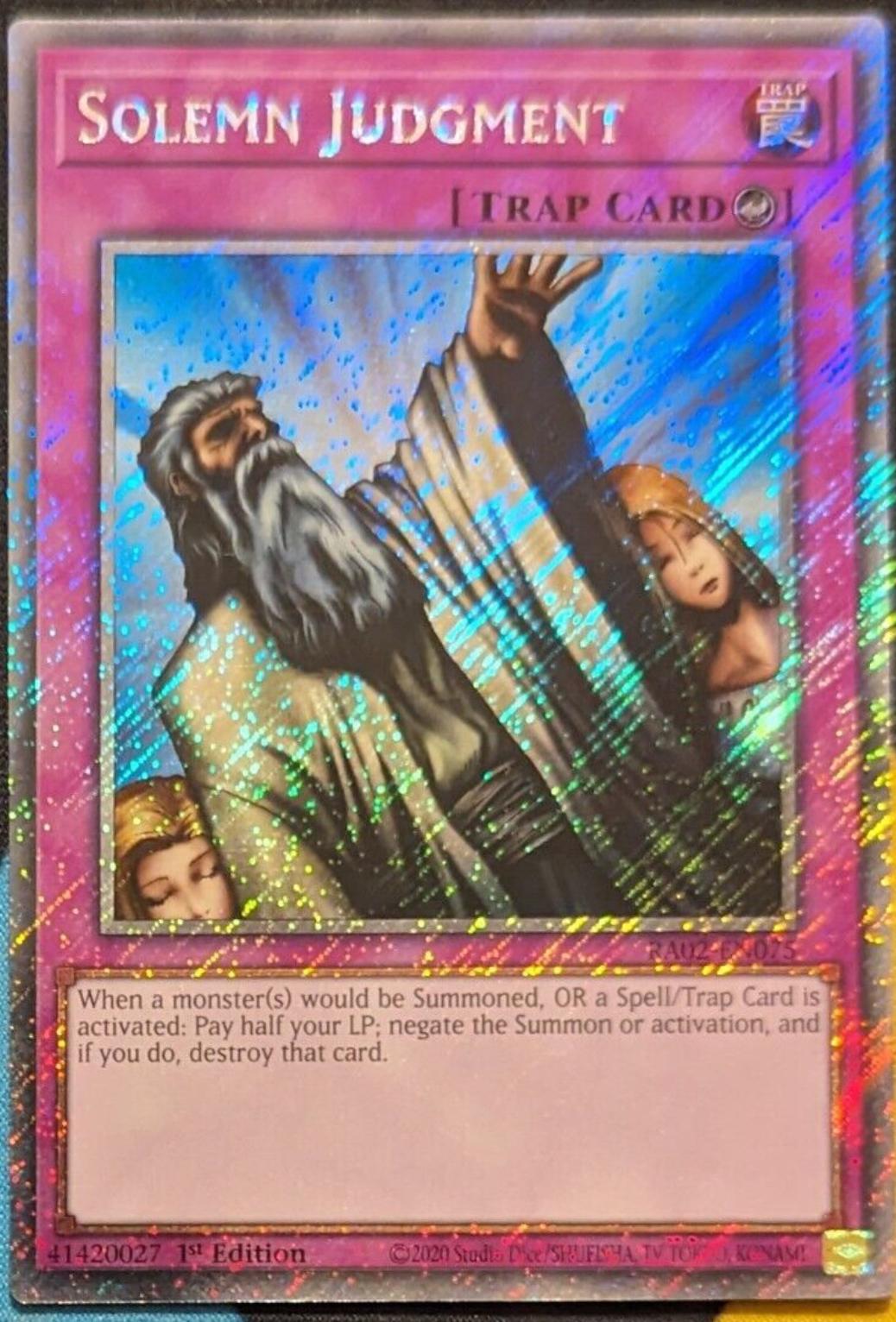 Solemn Judgment [Platinum Secret Rare] RA02-EN075 Prices | YuGiOh 25th ...