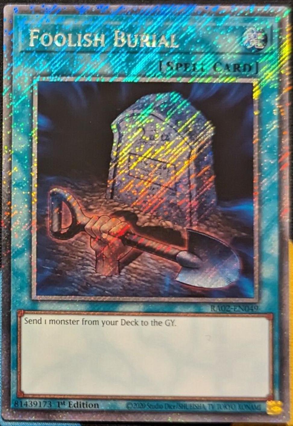 Foolish Burial [Platinum Secret Rare] RA02-EN049 Prices | YuGiOh 25th ...