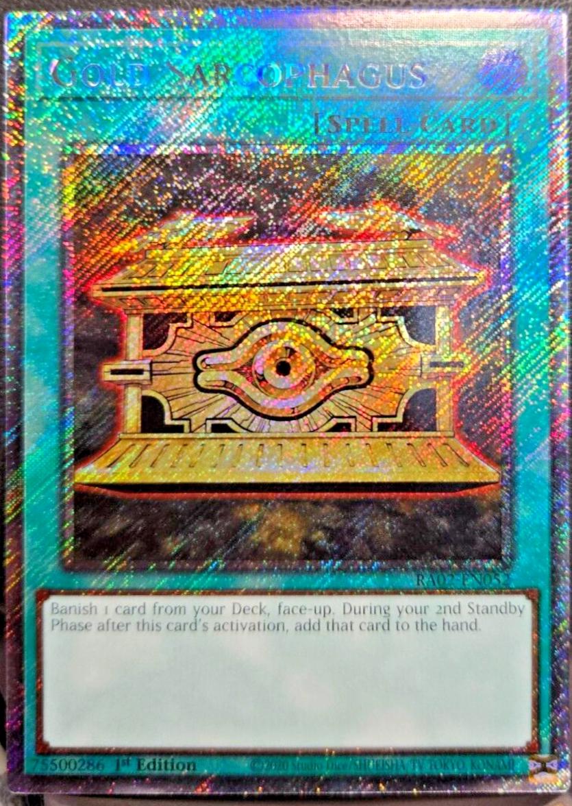 Цены на Gold Sarcophagus [Platinum Secret Rare] RA02-EN052 | YuGiOh 25th Anniversary Rarity ...
