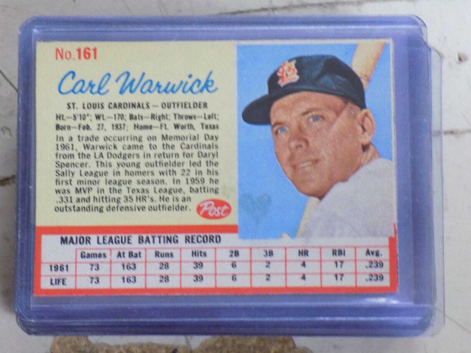 Carl Warwick [Hand Cut] #190 Prices | 1963 Post Cereal | Baseball Cards