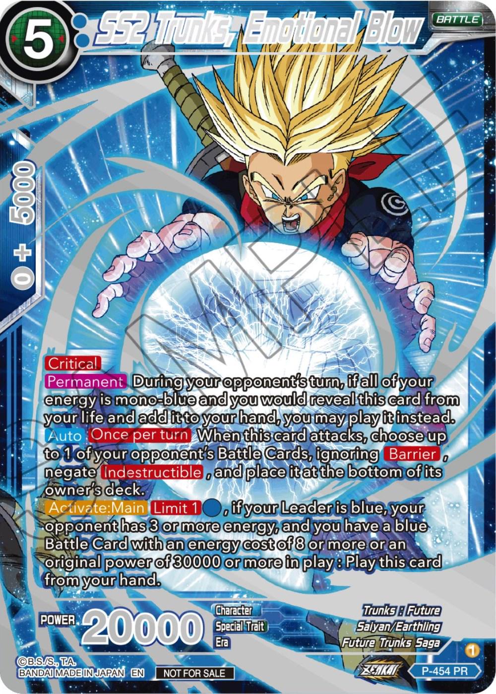 SS2 Trunks, Emotional Blow [Championship 2023 Reward Alternate Art Card ...