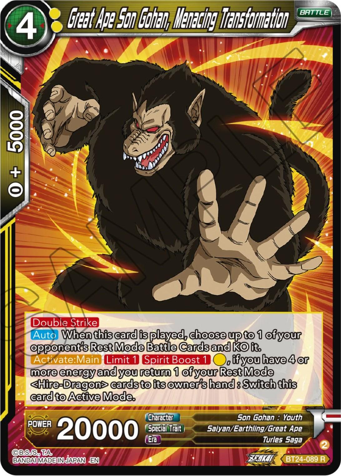 Great Ape Son Gohan, Menacing Transformation BT24-089 Prices | Dragon ...