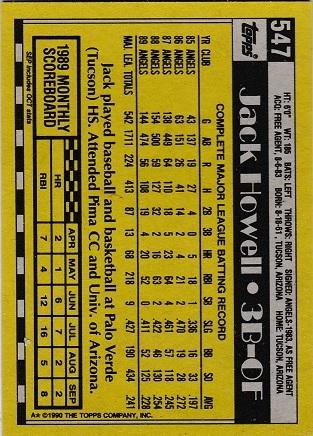 Jack Howell #547 Prices | 1990 Topps | Baseball Cards