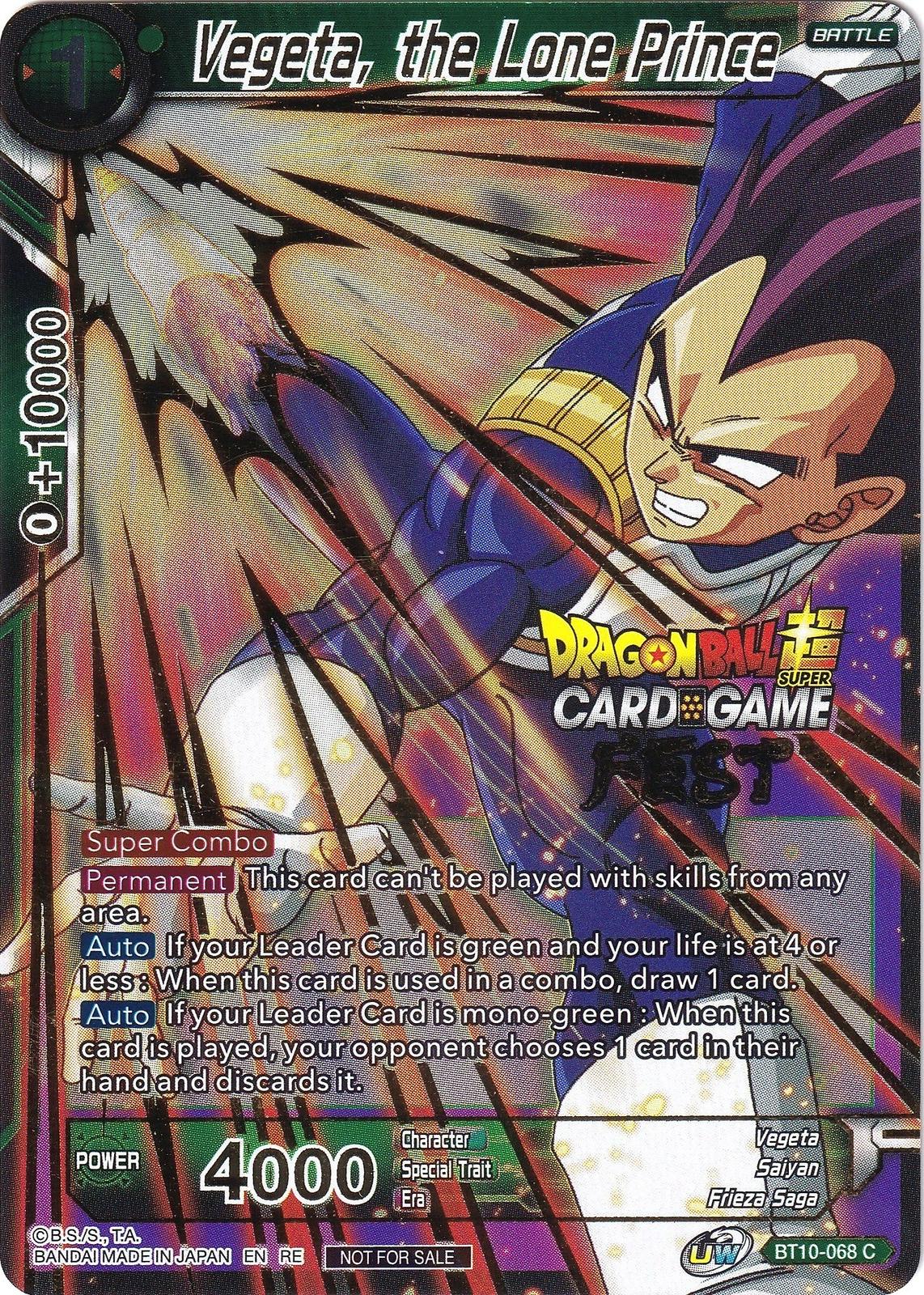 Vegeta, the Lone Prince [Card Game Fest 2022 Foil] BT10-068 Prices ...
