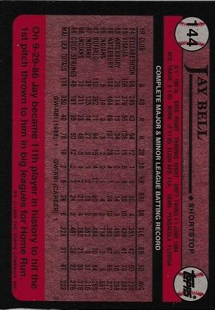 Jay Bell #144 Prices | 1989 Topps | Baseball Cards