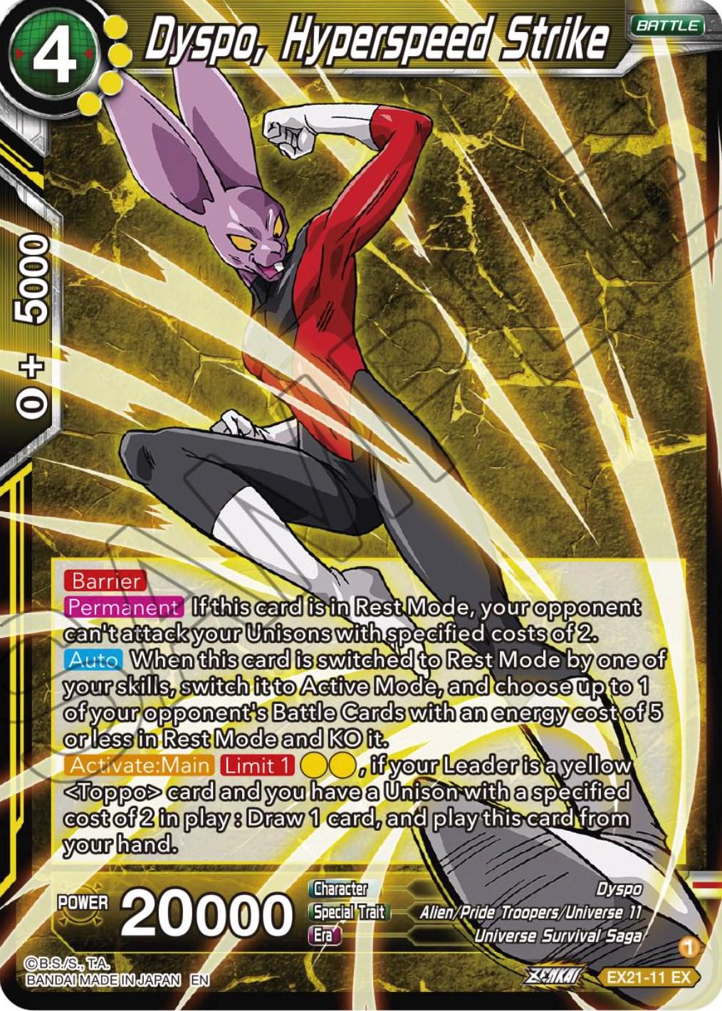 Dyspo, Hyperspeed Strike [Foil] EX21-11 Prices | Dragon Ball Super ...