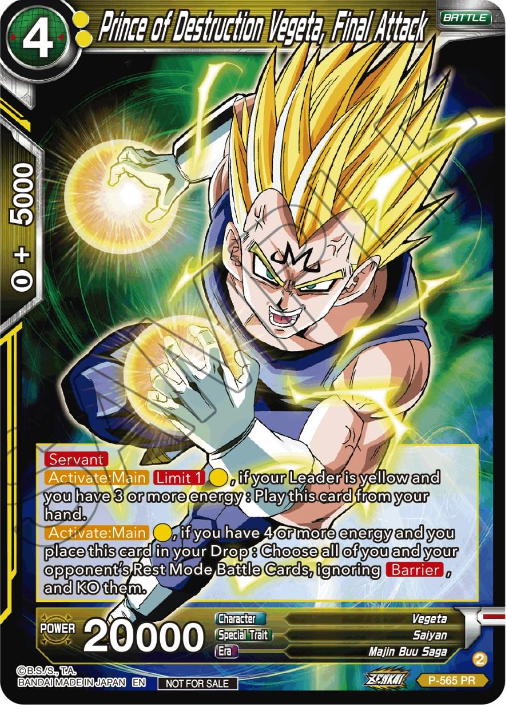 Prince of Destrcution Vegeta, Final Attack P-565 Prices | Dragon Ball ...