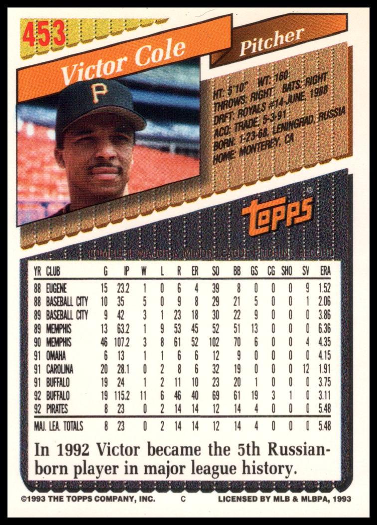 Victor Cole #453 Prices | 1993 Topps | Baseball Cards