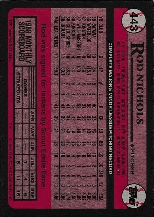 Rod Nichols #443 Prices [Rookie] | 1989 Topps | Baseball Cards