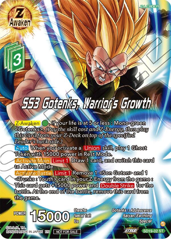 SS3 Gotenks, Warrior's Growth [ZENKAI Celebration Pack Foil] SD19-02 ...