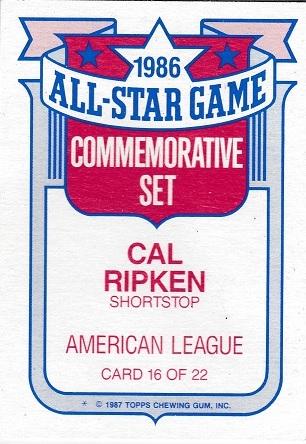 Cal Ripken Jr. #16 Prices | 1987 Topps All Star 22 | Baseball Cards