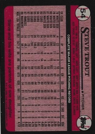 Steve Trout #54 Prices | 1989 Topps | Baseball Cards