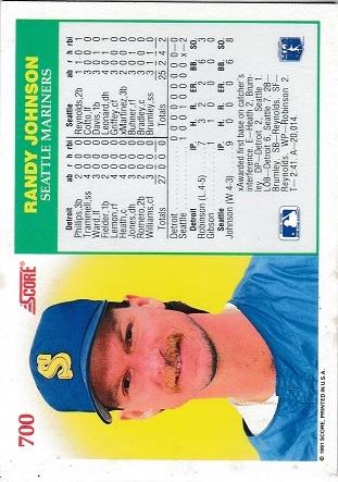 Randy Johnson #700 Prices | 1991 Score | Baseball Cards