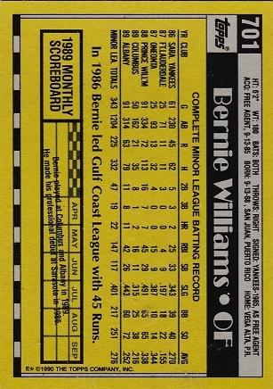 Bernie Williams #701 Prices [Rookie] | 1990 Topps | Baseball Cards
