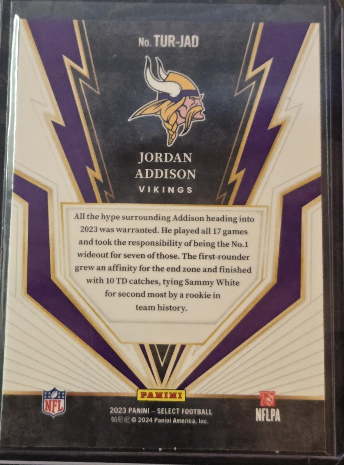Jordan Addison #TUR-JAD Prices [Rookie] | 2023 Panini Select ...