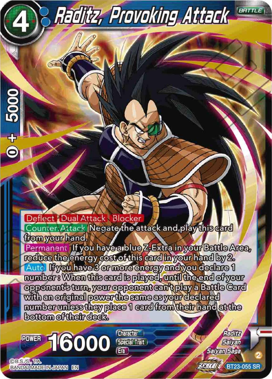 Raditz, Provoking Attack BT23-055 Prices | Dragon Ball Super Perfect ...