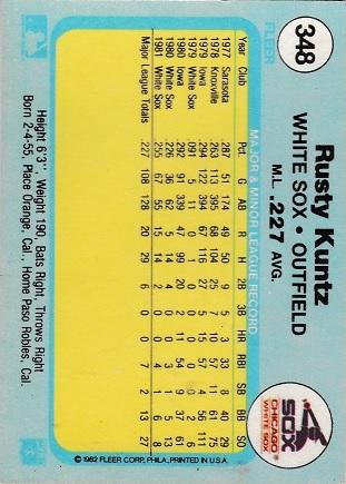 Rusty Kuntz #348 Prices | 1982 Fleer | Baseball Cards