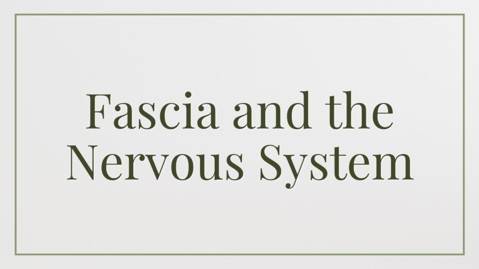 Fascia and the Nervous System